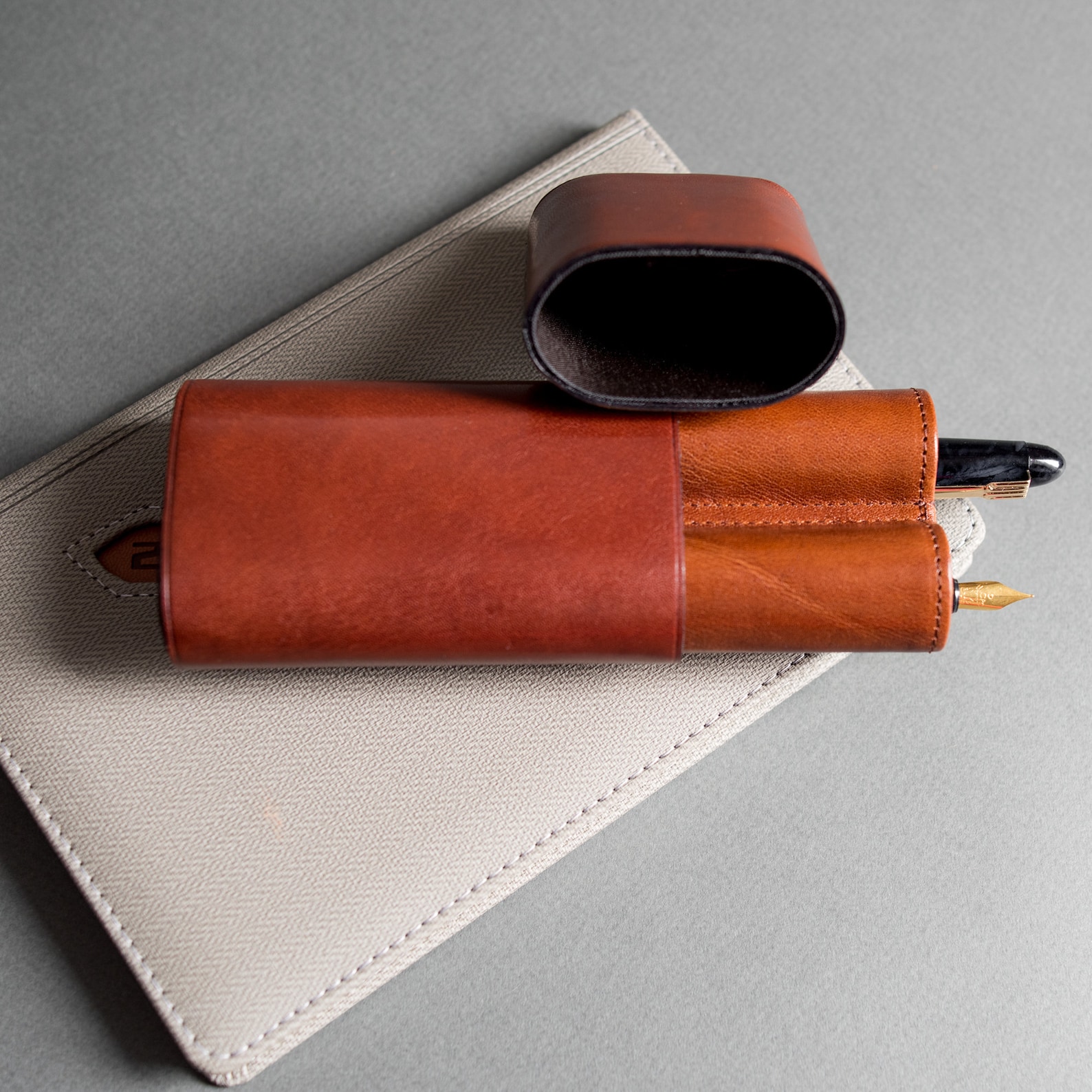 Large Leather Pen Case Fountain Pen Case for 2 Pens Pen Case - Etsy