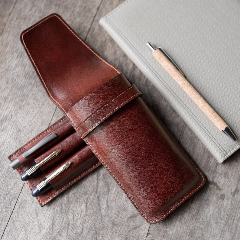 3 Slot Pen Case Personalized Leather Gift, Fountain Pen Case Collector ...