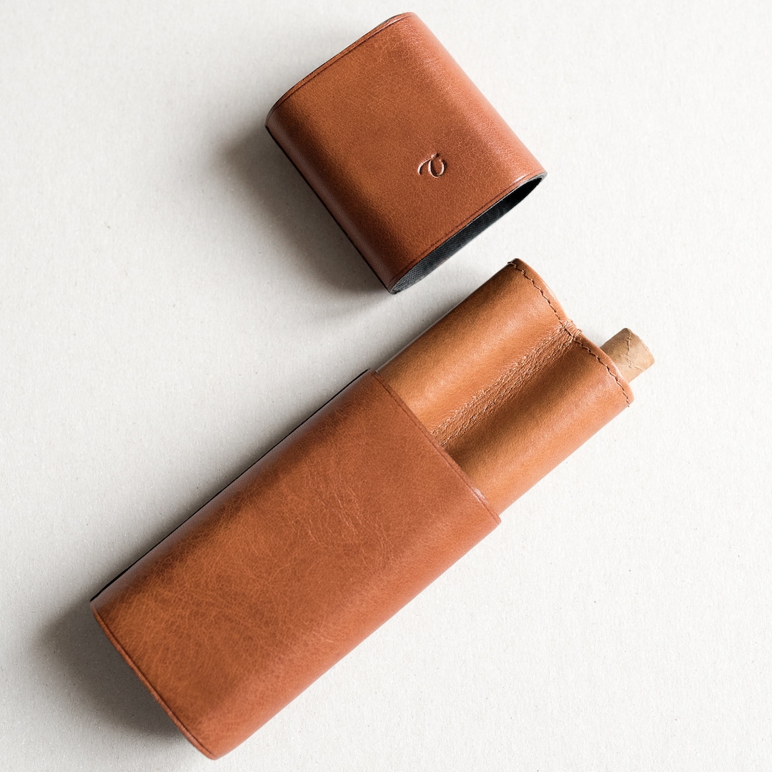 2 Cigar Case for Men, Cigar Travel Case, Personalized Leather Cigar ...