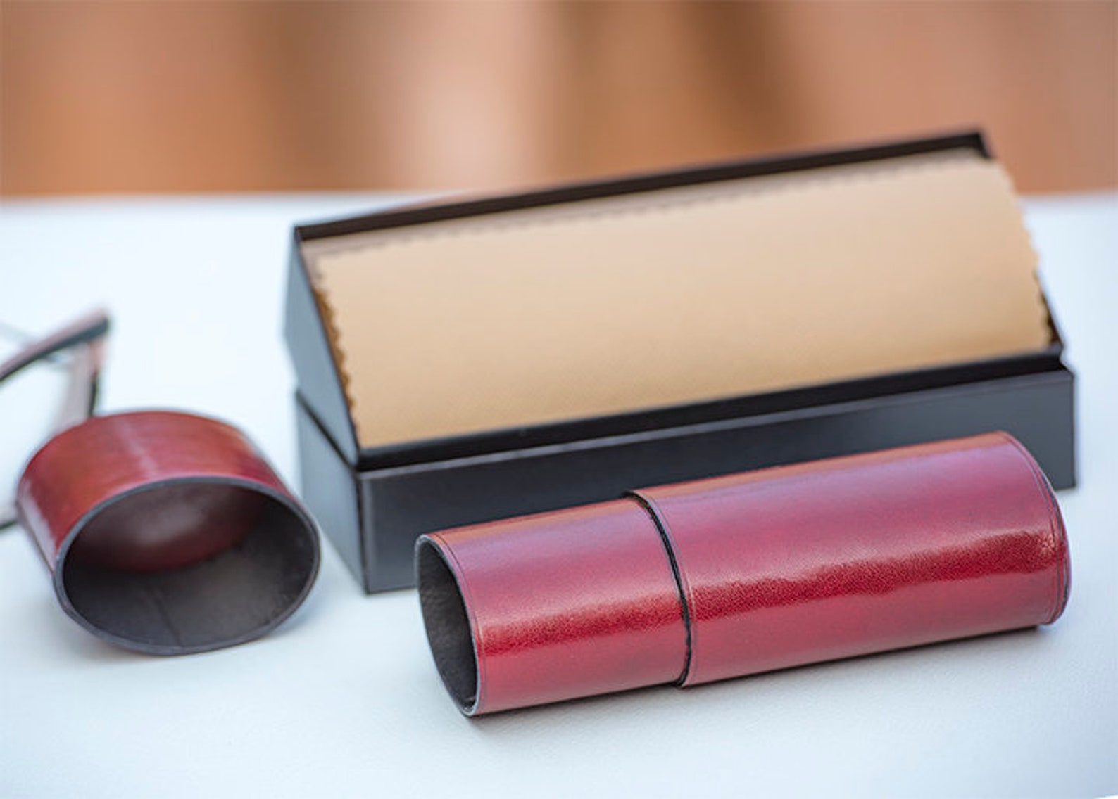 Leather Pen Case, Fountain Pens Case, Leather Pen Holder, Red Leather ...