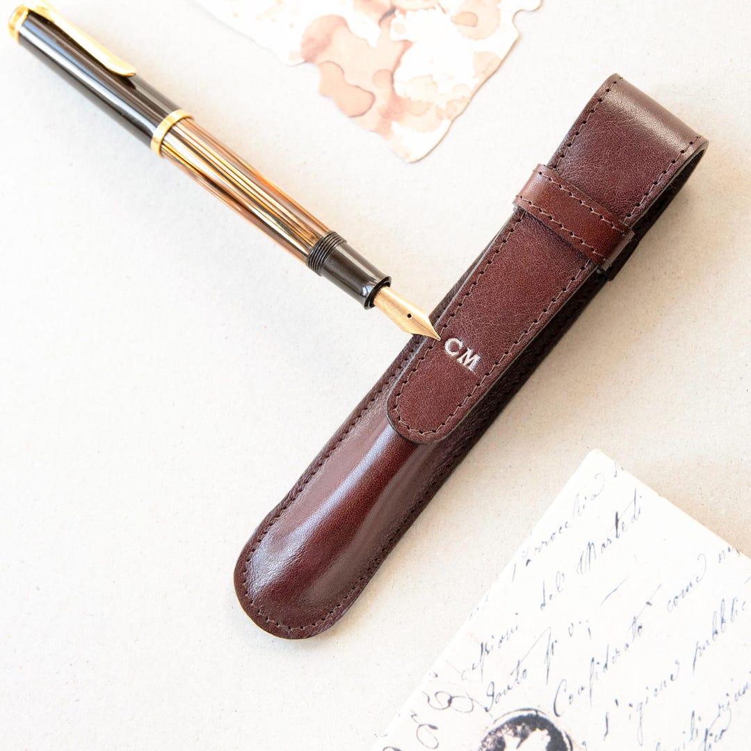 Personalized Leather Fountain Pen Sleeve: Single Pen Case - Etsy