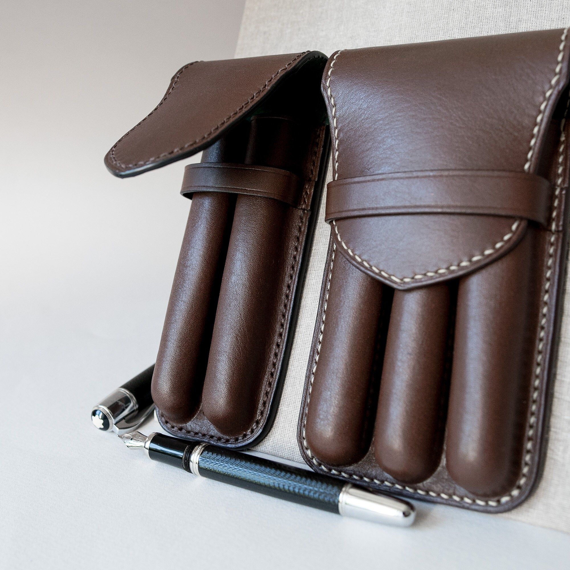 Stylish Pen Case With Compartments for Men, Sleek Leather Pen Pouch ...