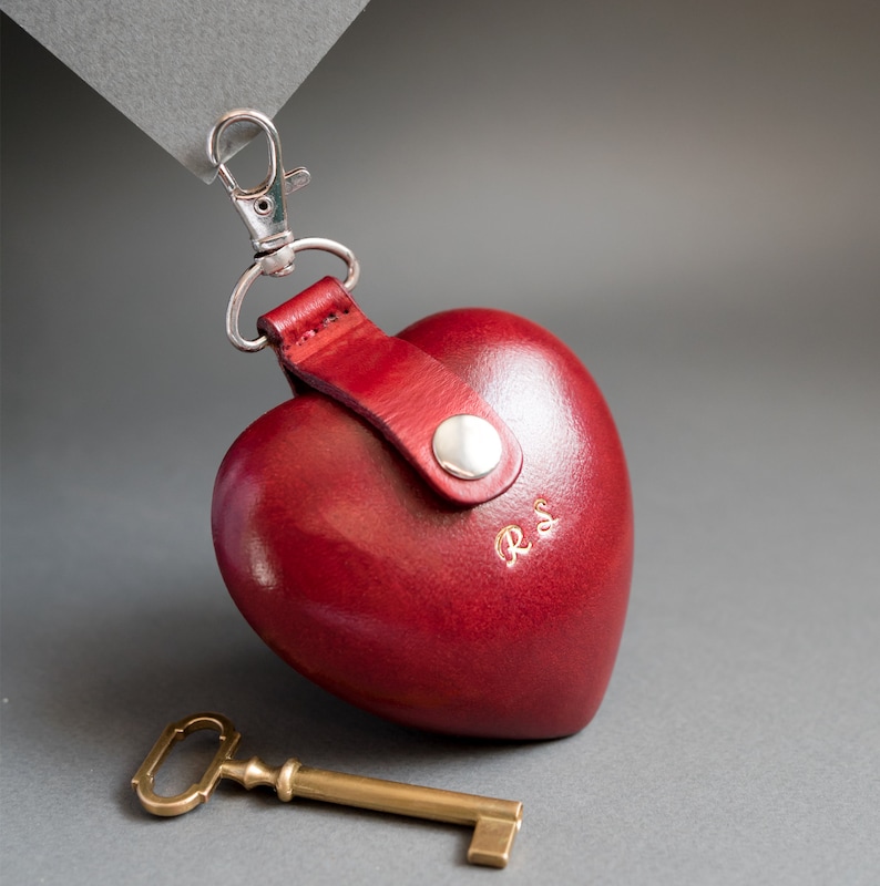 Keychain Heart Leather Coin Purse Personalized Heart Keychain - Etsy