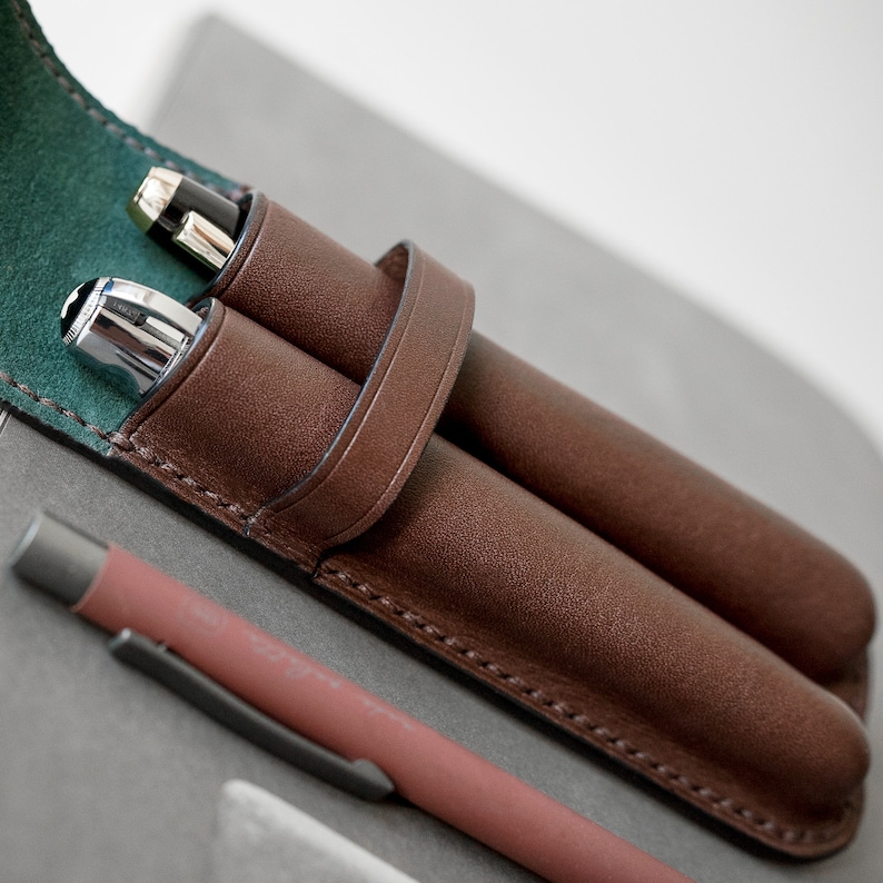 Stylish Pen Case With Compartments for Men, Sleek Leather Pen Pouch ...