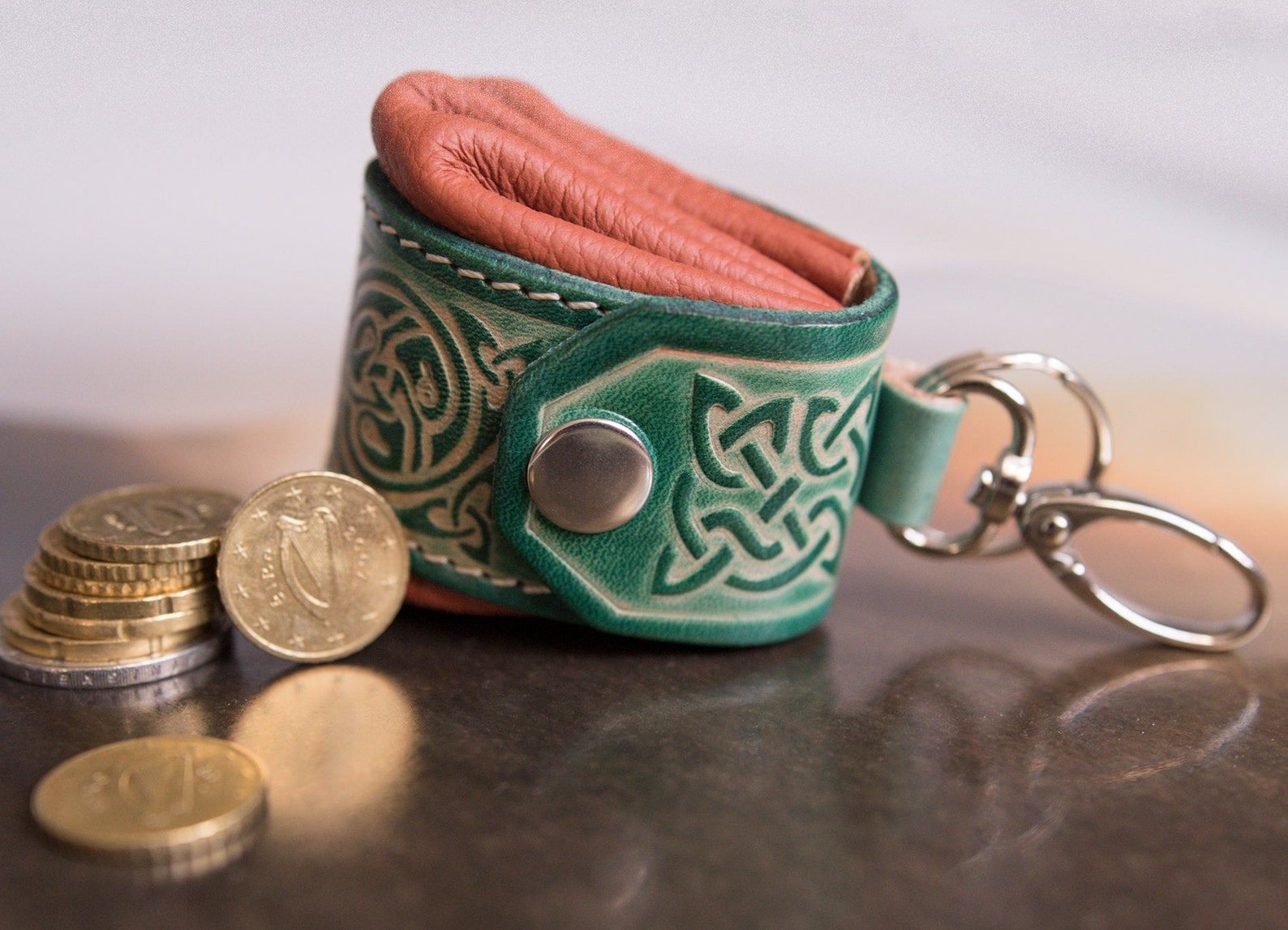 Celtic Coin Purse, Drawstring Pouch, Car Accessories for Women, Leather ...