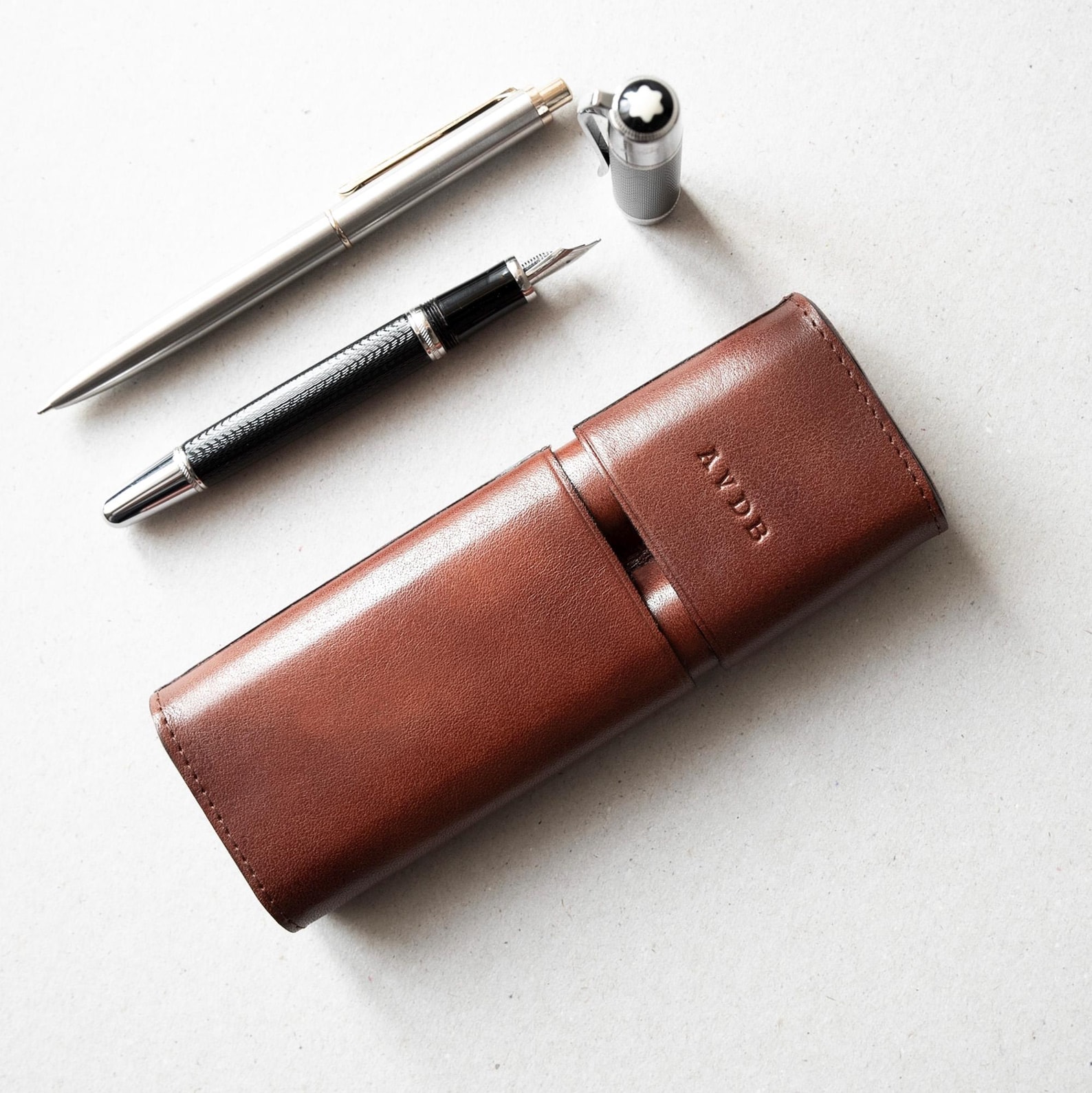 Leather Pen Case for Two Pens, Fountain Pen Case for Man, Father's Day ...