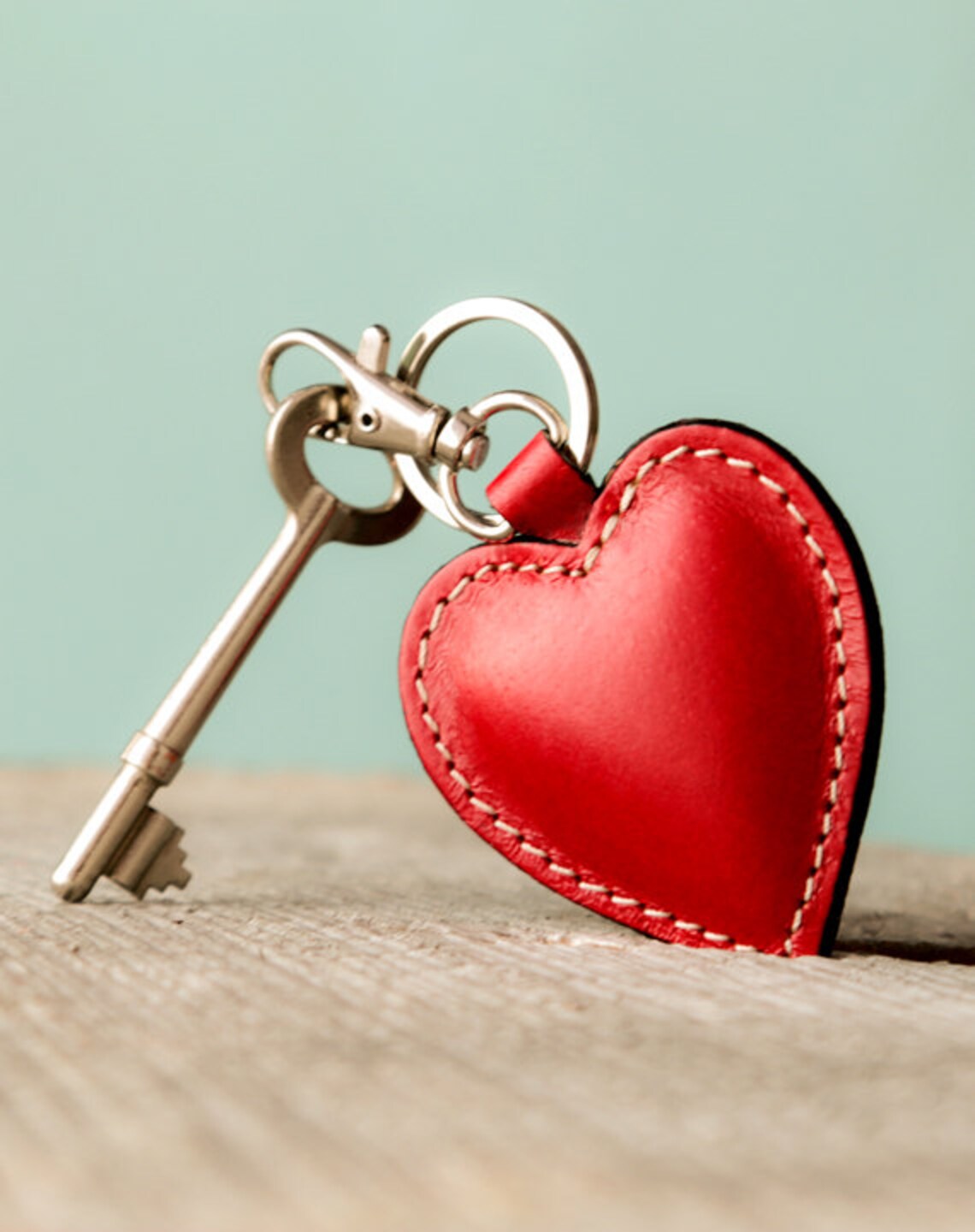 Leather Heart Keychain Personalized Keyring Monogrammed | Etsy