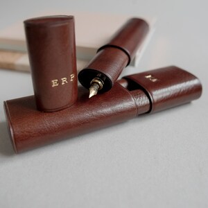 Set of 2 Leather Pen Case Personalized, Fountain Pen Case, Pen Holder 3 ...