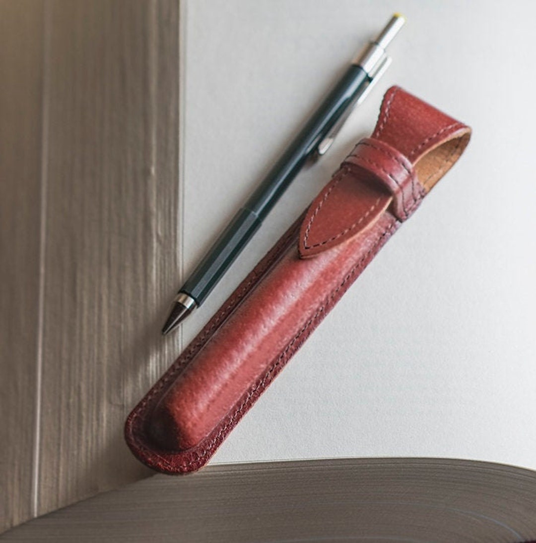 Leather Pen Case Personalized, Single Pen Holder, Leather Pen Sleeve ...