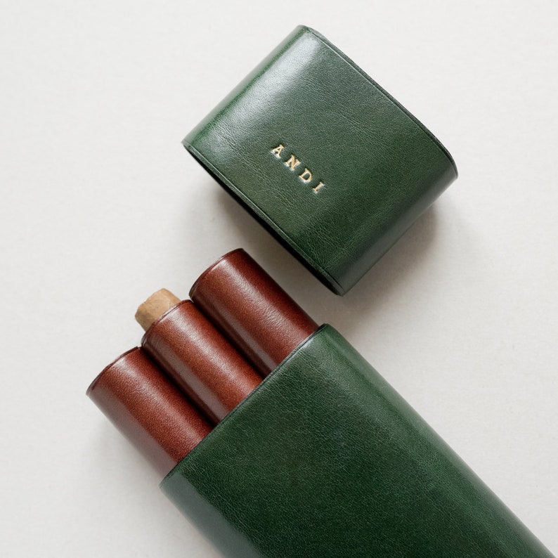 Personalized Cigar Travel Case for Men, 3 Cigar Tube Leather, Cigar Box ...