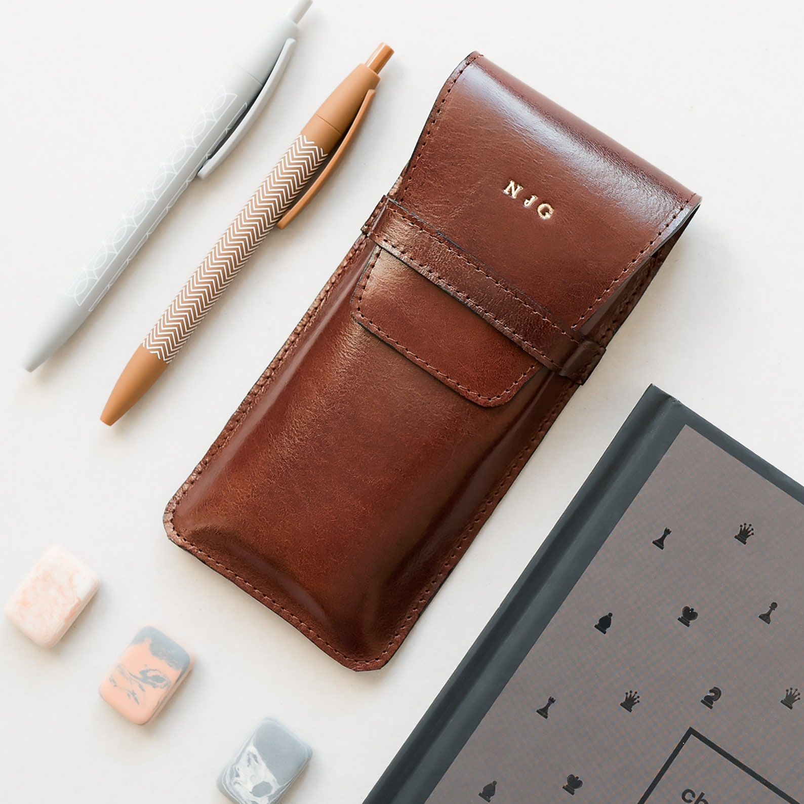 3 Slot Pen Case Personalized Leather Gift, Fountain Pen Case Collector ...