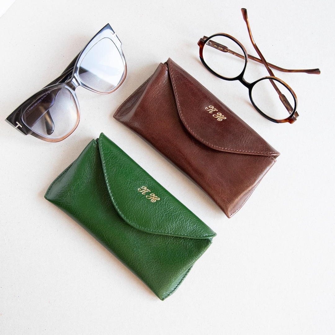 Personalized Leather Glasses Case, Unisex Eyeglass Case With Name ...