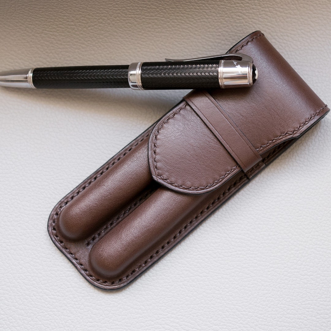 Stylish Pen Case With Compartments for Men, Sleek Leather Pen Pouch ...