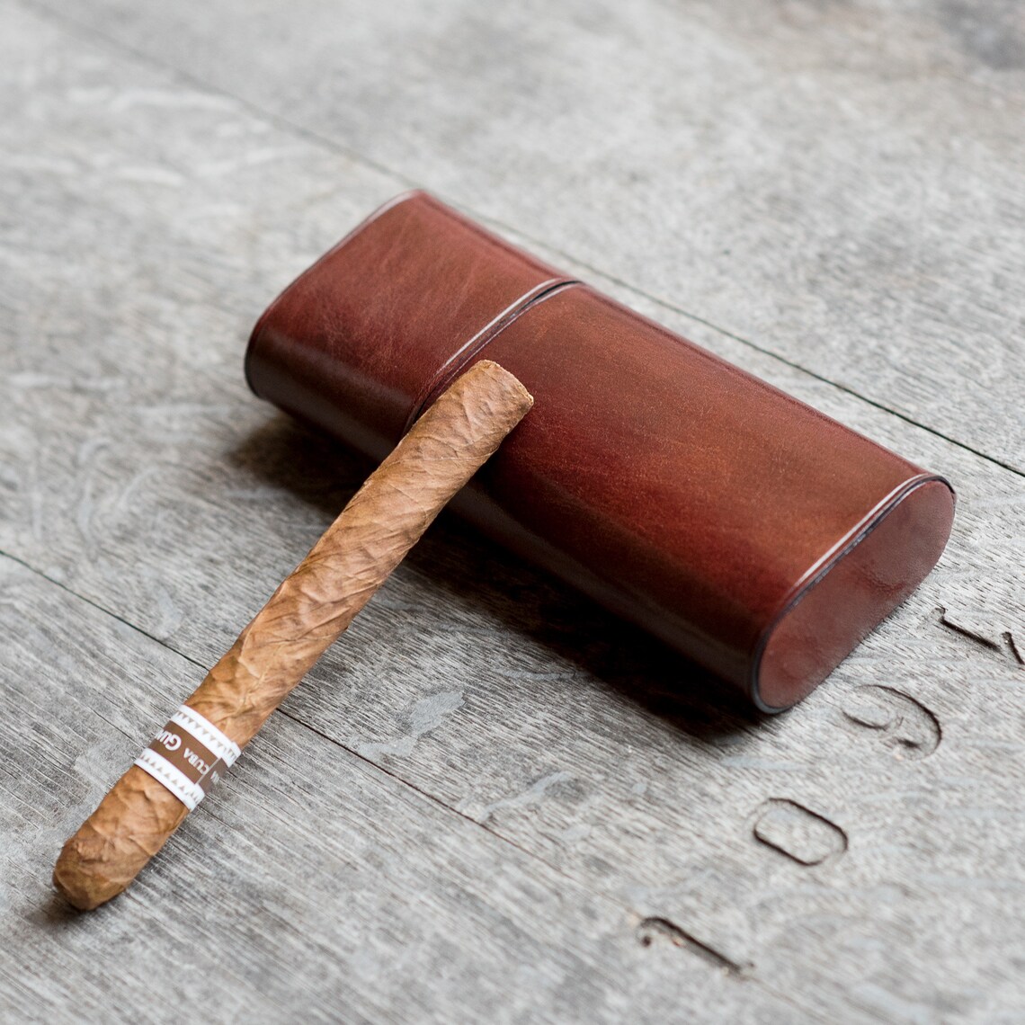 Leather Cigar Tube Case Personalized Gift, Two Cigar Travel Case ...