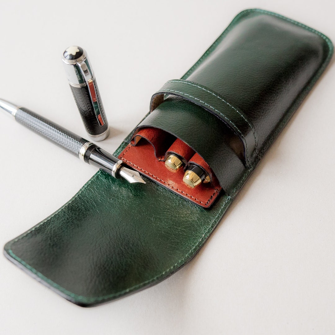 3 Slot Pen Case for Fountain Pens Leather Triple Pen Case - Etsy