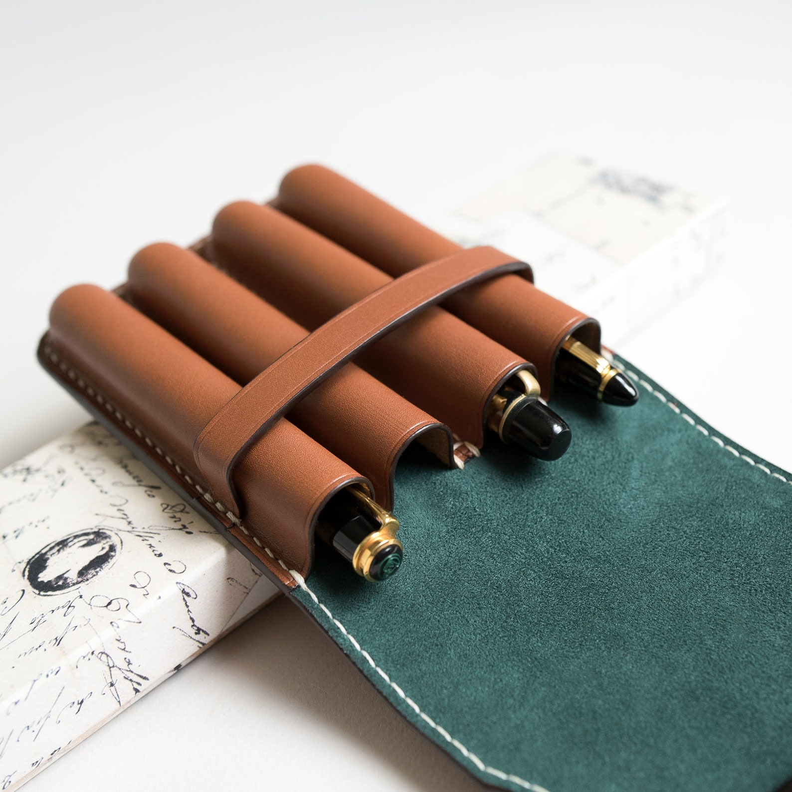 Luxury Leather Pen Case, 4 Slot Fountain Pen Case, Custom Pencil Case ...