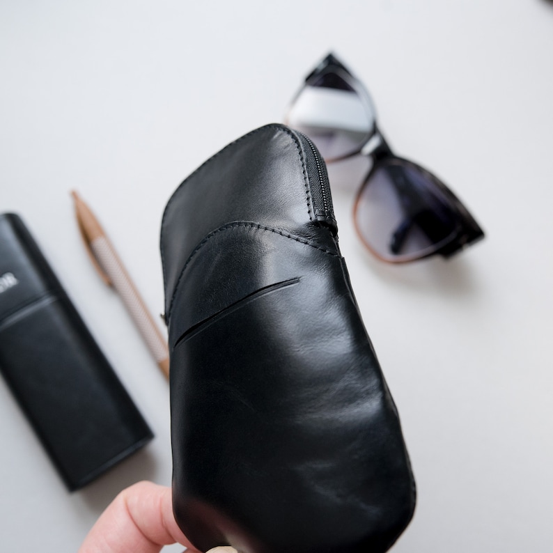 Soft Leather Glasses Case With Zipper Sunglasses Case With 2 - Etsy