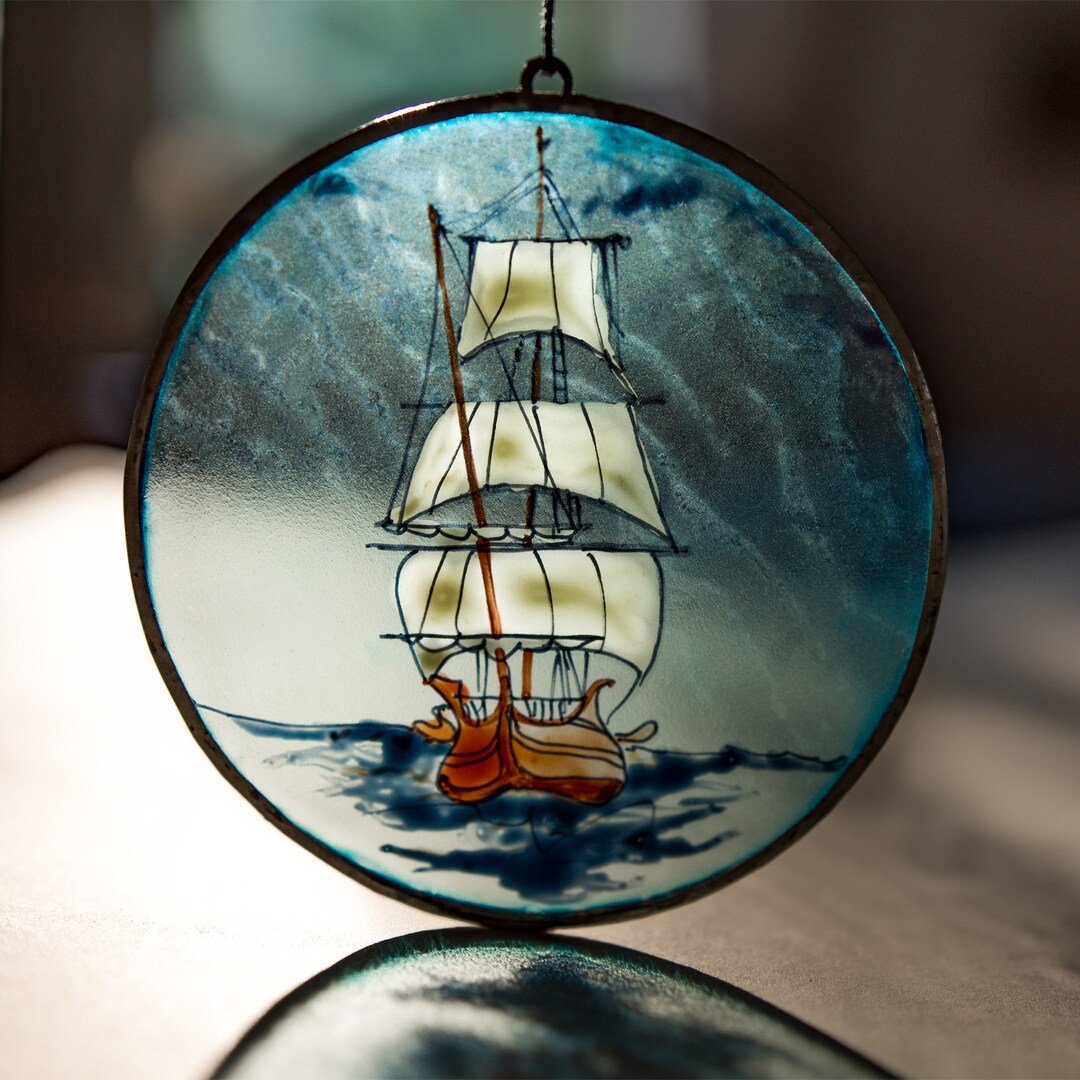 Stained Glass Nautical Decor for Sailor, Stained Glass Beach House ...