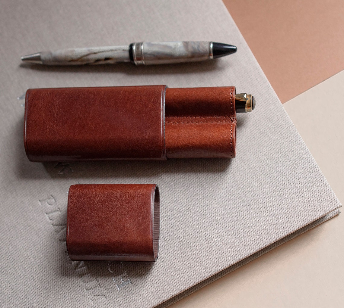 Leather Pen Case for Two Pens Fountain Pen Case for Man - Etsy