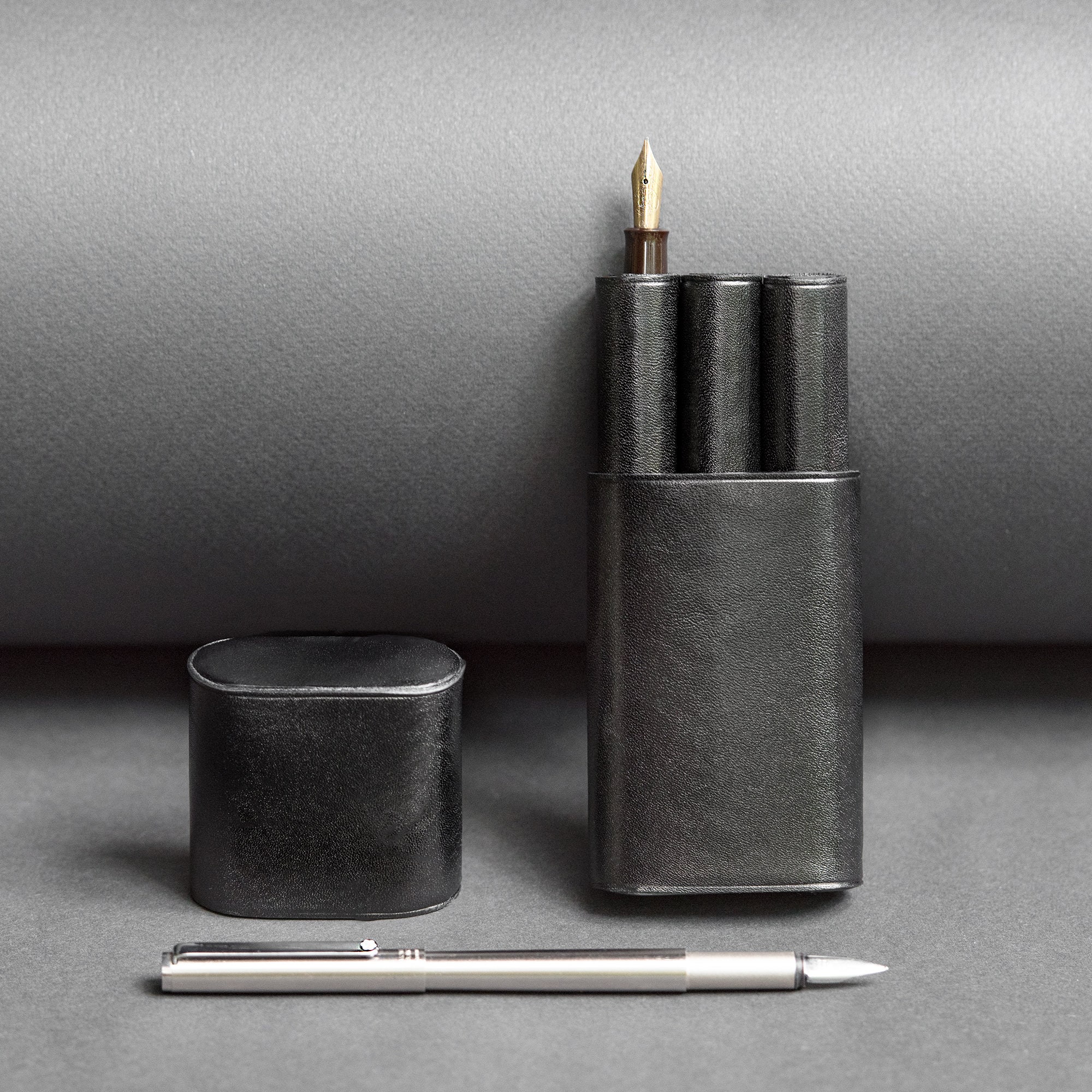 3 Fountain Pen Case Leather Pen Case for Men Black Pen | Etsy