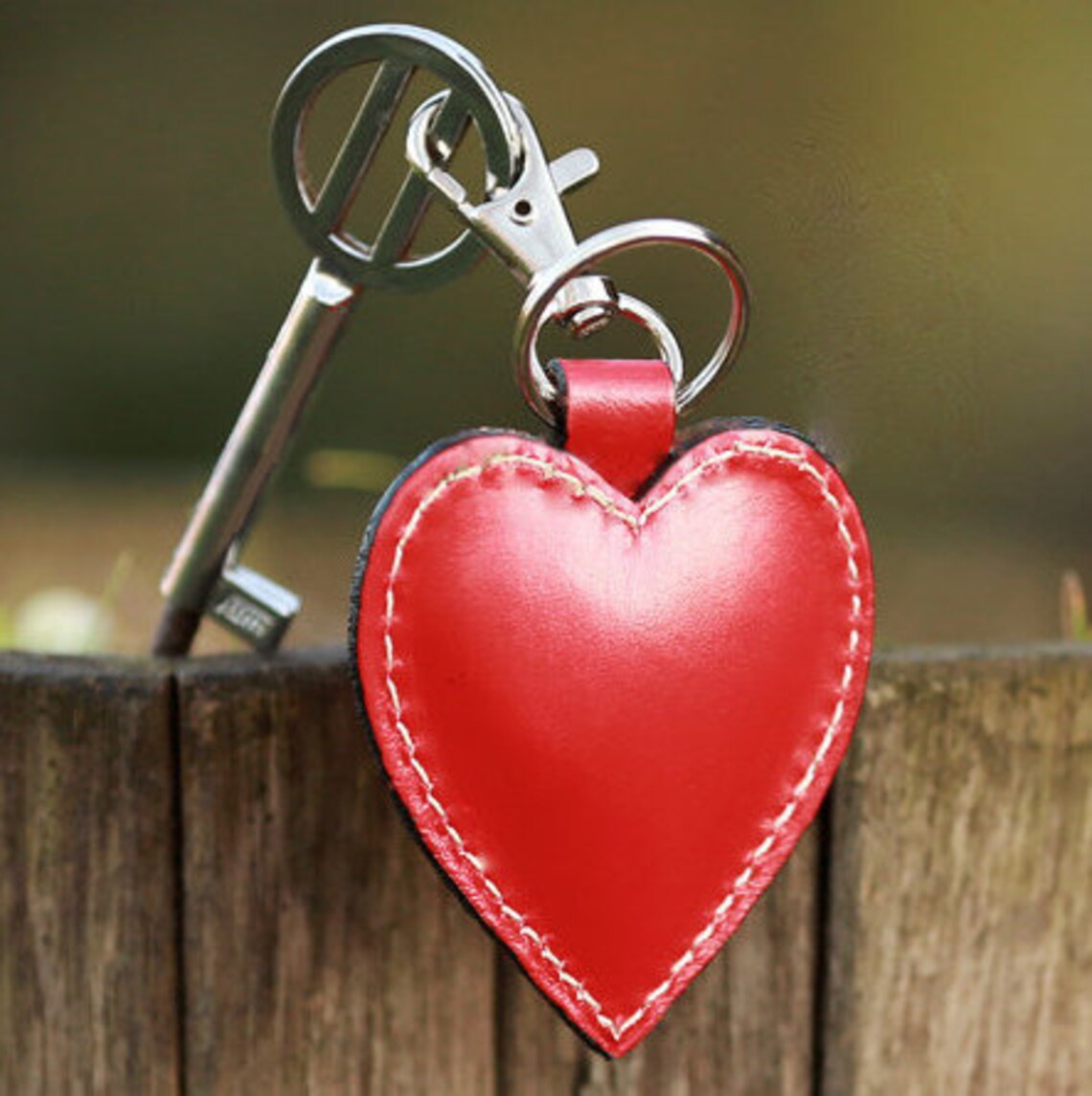 Leather Heart Keychain Personalized Keyring Monogrammed | Etsy