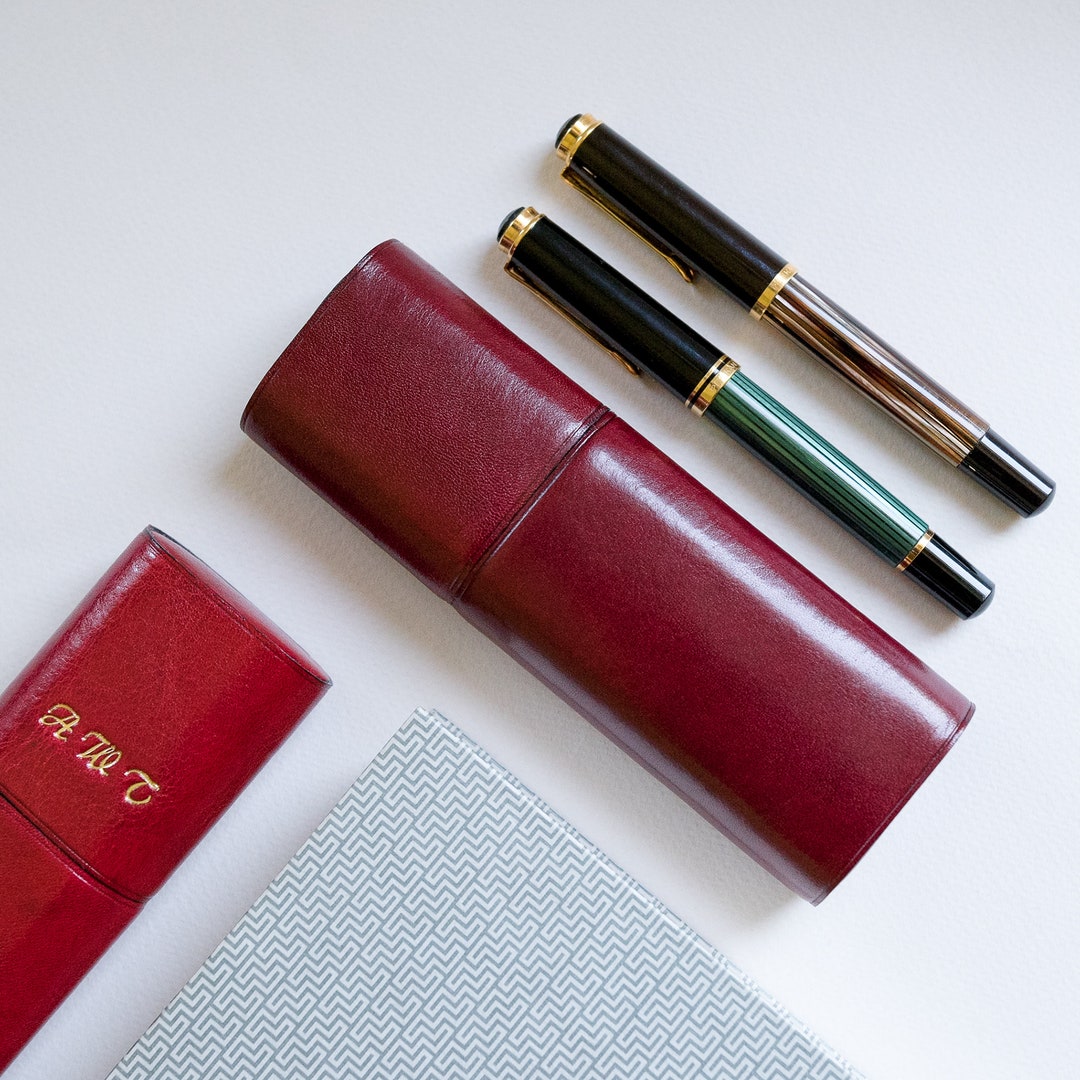2 Pen Case Leather Pouch, Fountain Pen Case With 2 Slots, Fountain Pen ...