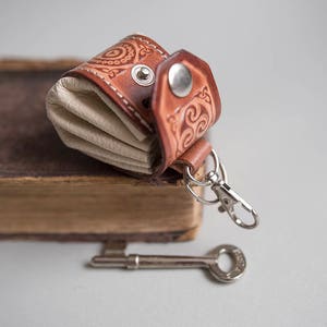 Celtic Triskelion Keychain, Irish Leather Keychain, Triple Spiral ...