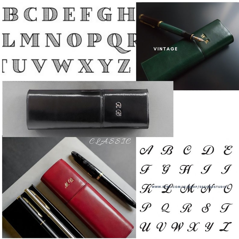 Set of 2 Leather Pen Case Personalized, Fountain Pen Case, Pen Holder 3 ...
