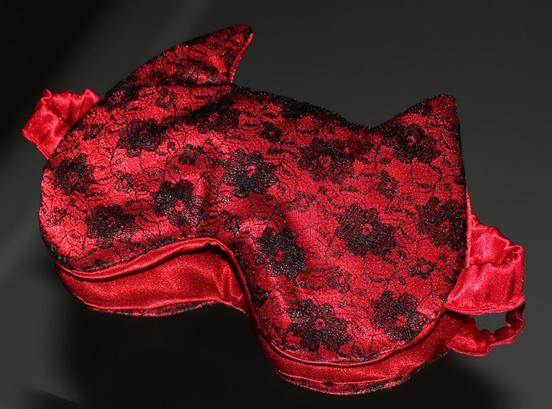 Red sleeping mask Red sleep mask with black lace Sexy red | Etsy