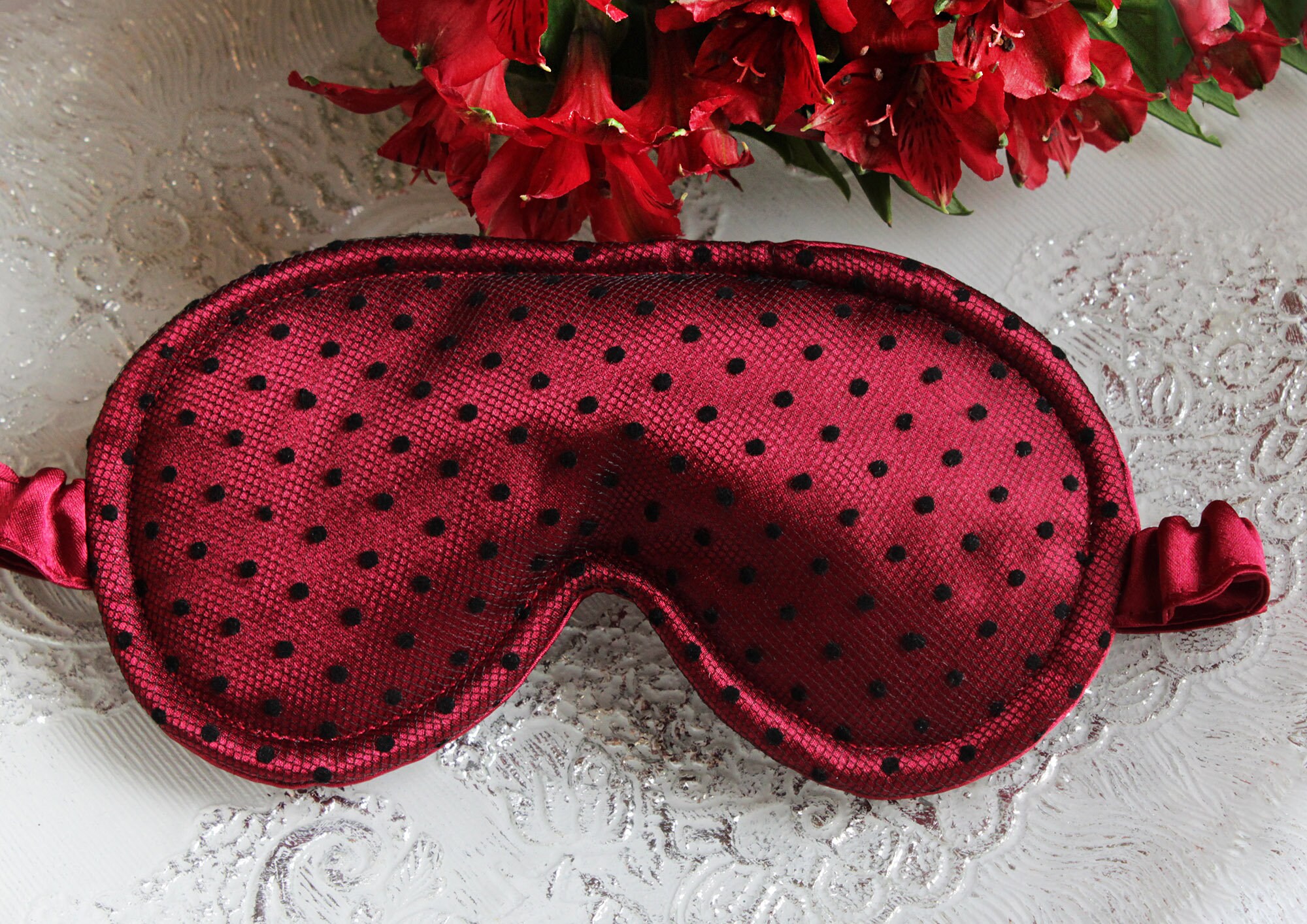 Red Cherry satin sleep mask Red sleeping mask Red satin night | Etsy
