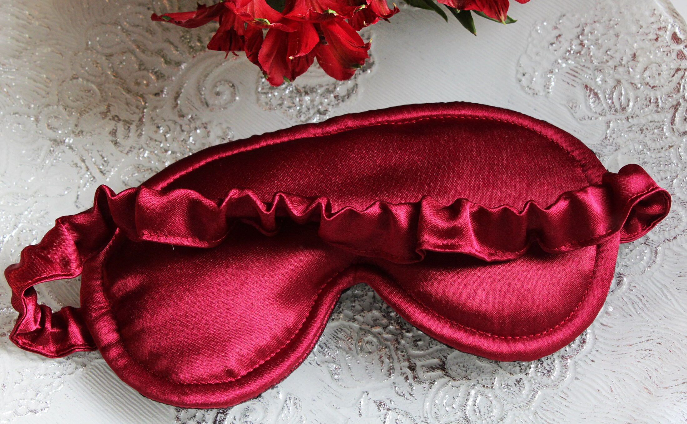 Red Cherry satin sleep mask Red sleeping mask Red satin night | Etsy