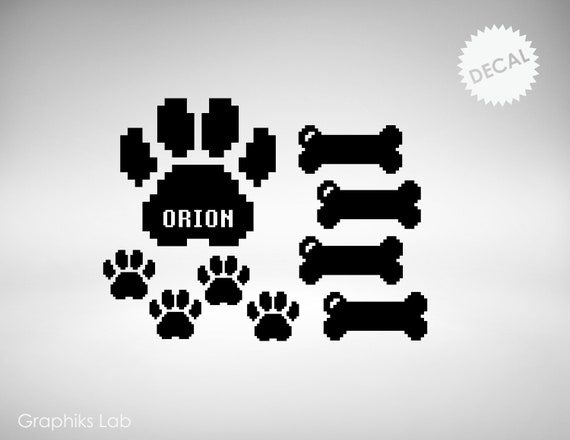8 Bit Dog Decal Personalized 8 Bit Pixel Paw Vinyl Decal Pack - Etsy