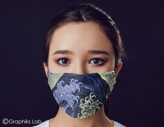 Hokusai Katsushika Hokusai Face Mask W/ 2 Particulate Filters | Etsy