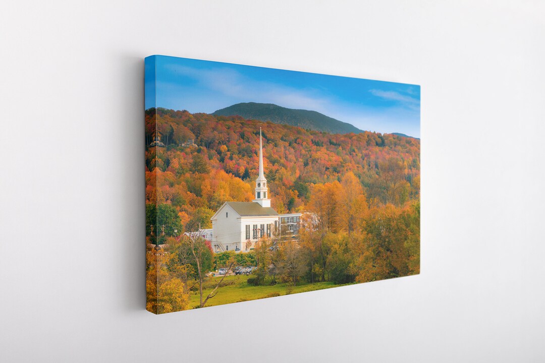 Stowe Vermont Canvas Wrap, Vermont Church, Vermont Autumn, Vermont ...
