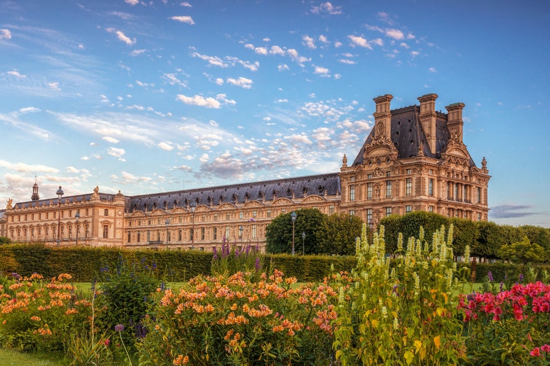 Paris Louvre Garden Photograph, Vibrant Floral Parisian Scene ...