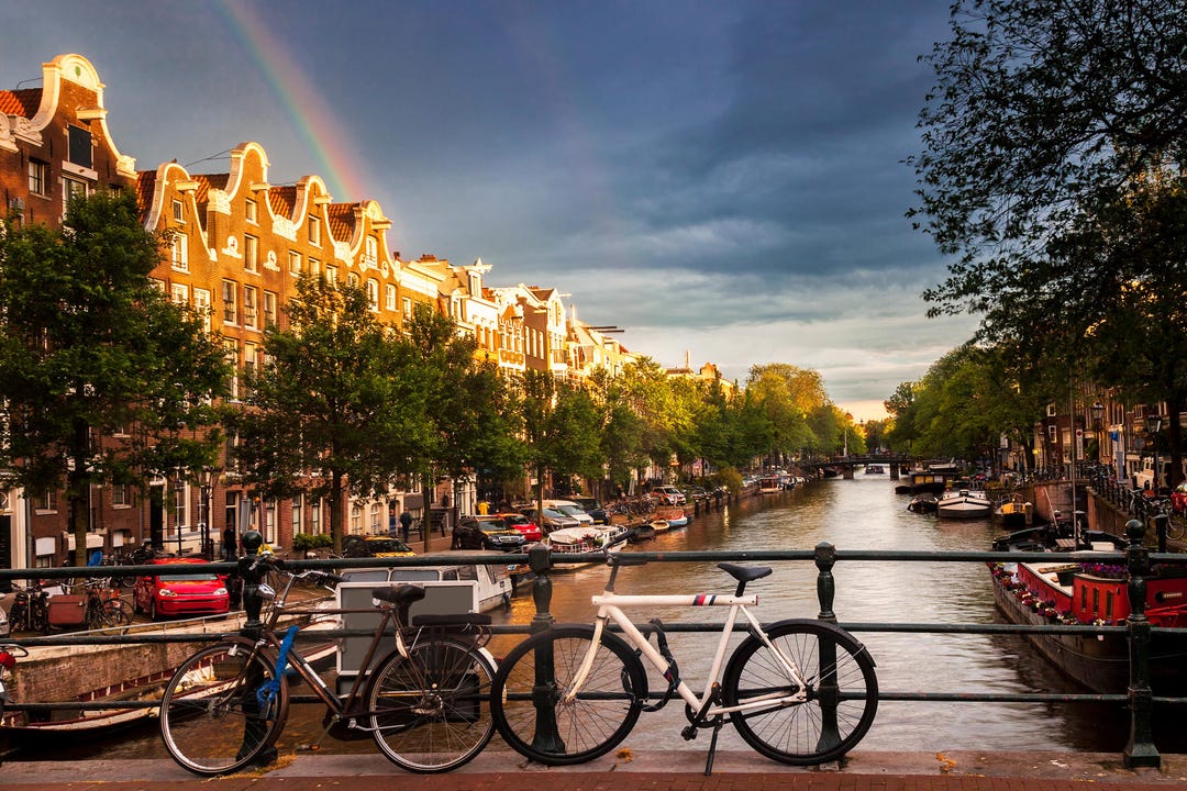 Amsterdam Canal Photo, Amsterdam Photography Print, Amsterdam Netherlands, Rainbow Over ...