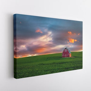 Palouse Barn Sunset Canvas Wrap, Breathtaking Rural Sunset Print ...