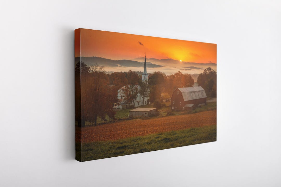Vermont Canvas Wrap, Church Canvas Wrap, Autumn Photography, Farm Fine ...