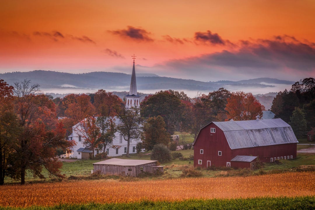 Vermont Barn Print, Farm Print, New England Landscape, Rural Nature Art ...