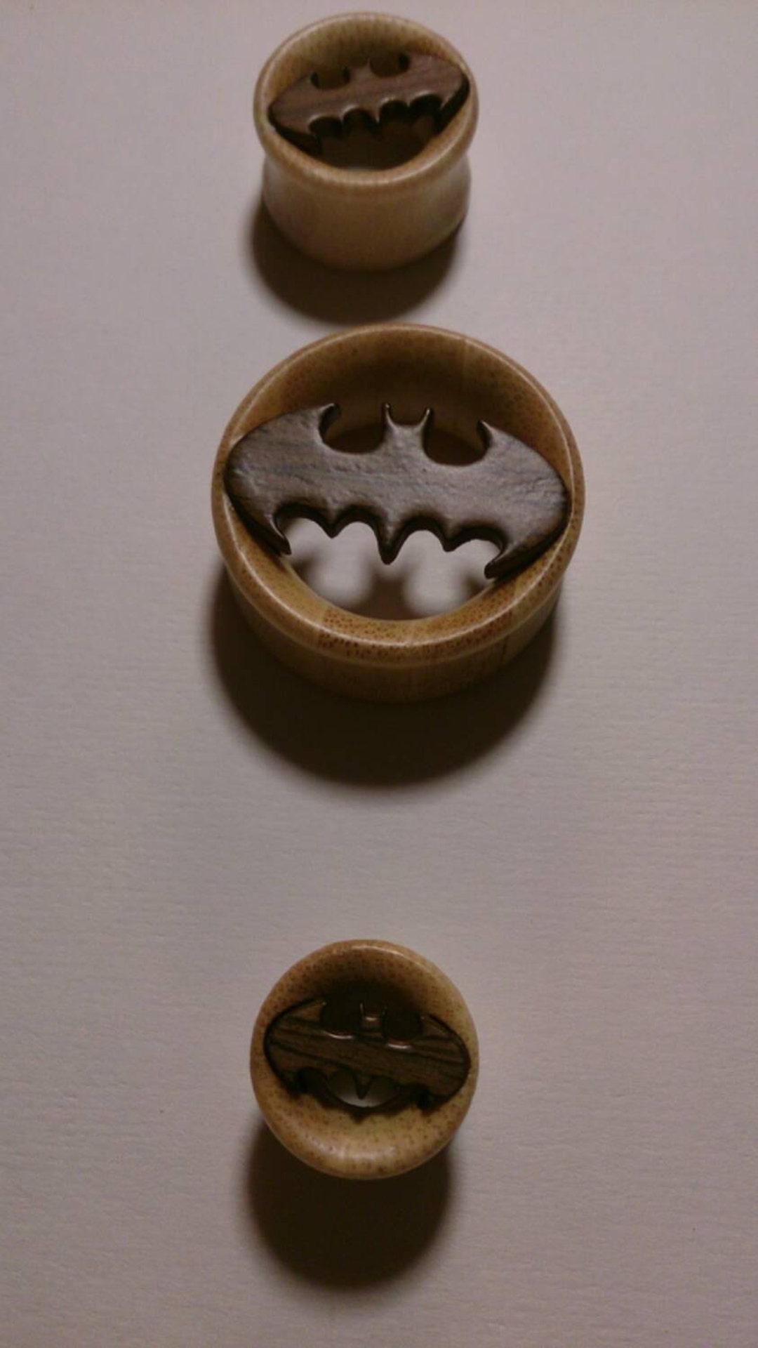 BATMAN Gauges Plugs Made Out of Hard Bamboo Wood Sizes Are in MM 12, 14 ...
