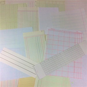 30 Old Ledger Graph Paper Sheets Pages Vintage Book Scrapbook Junk ...