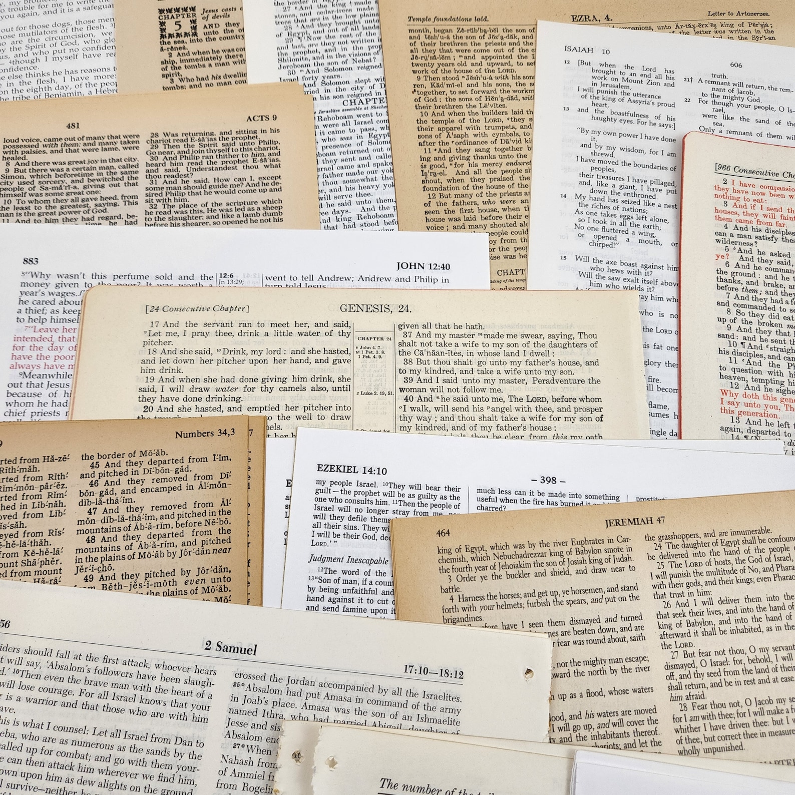 50 Vintage LARGE Holy Bible Pages Christian Worship Word of God New ...