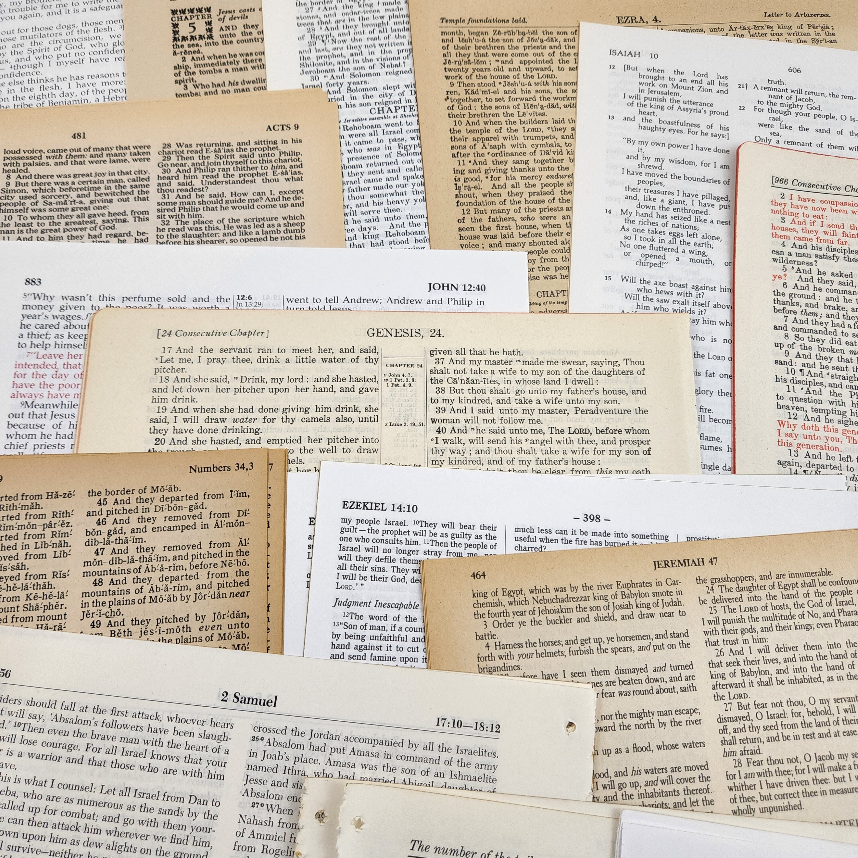 50 Vintage LARGE Holy Bible Pages Christian Worship Word of God New ...