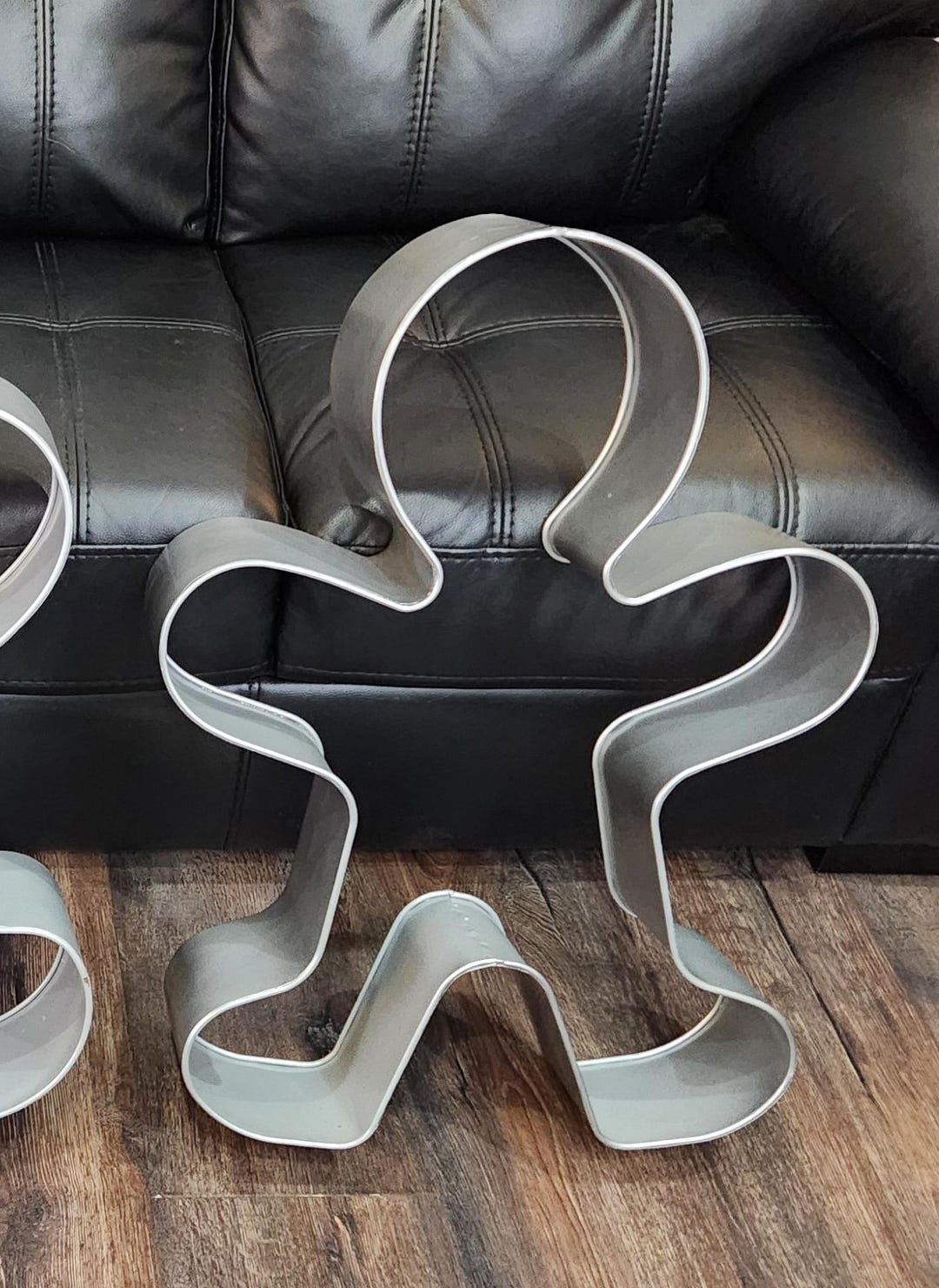 Large Silver Metal Gingerbread Man Cookie Cutter Style Home Decoration ...