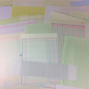 30 Old Ledger Graph Paper Sheets Pages Vintage Book Scrapbook Junk ...