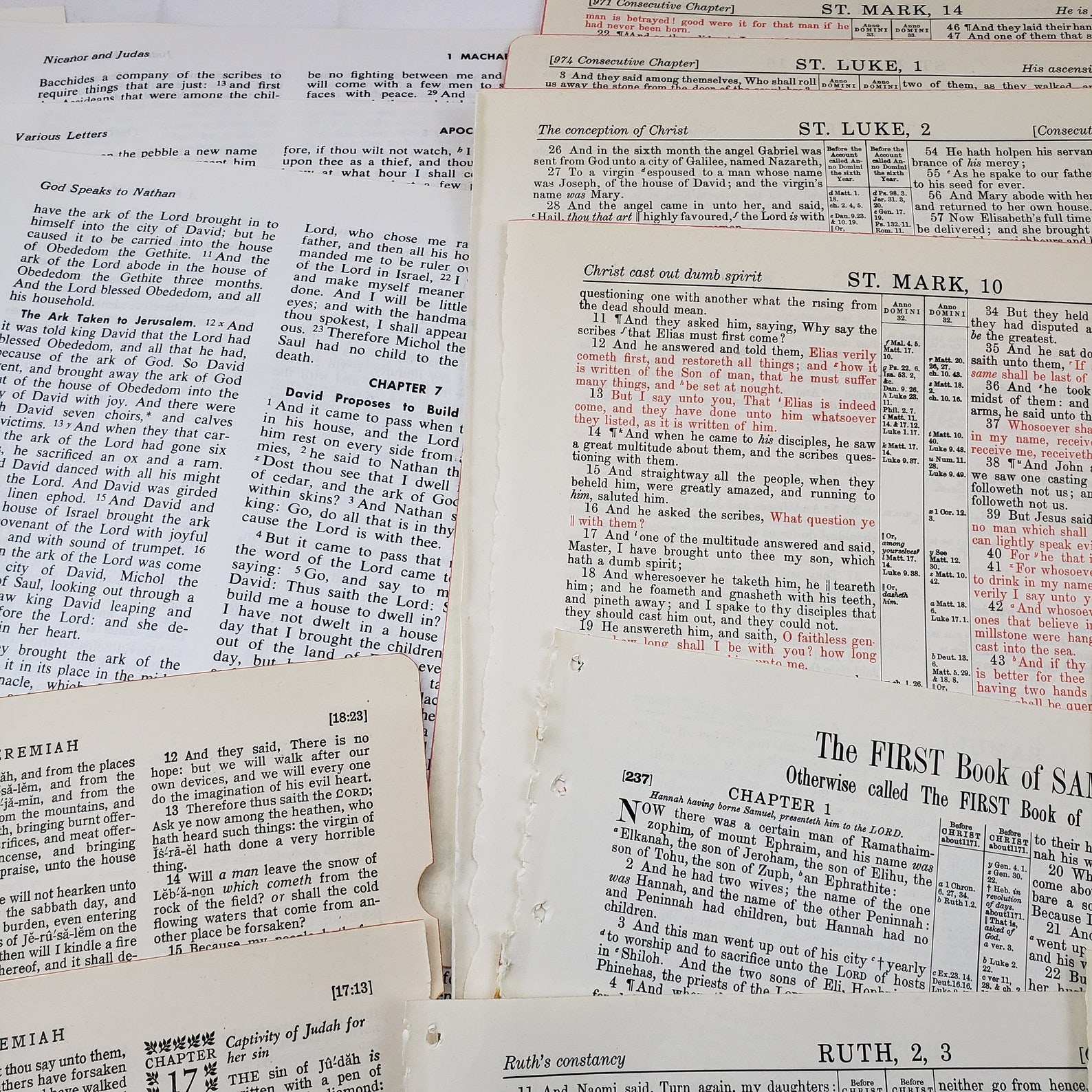 50 Vintage LARGE Holy Bible Pages Christian Worship Word of God New ...