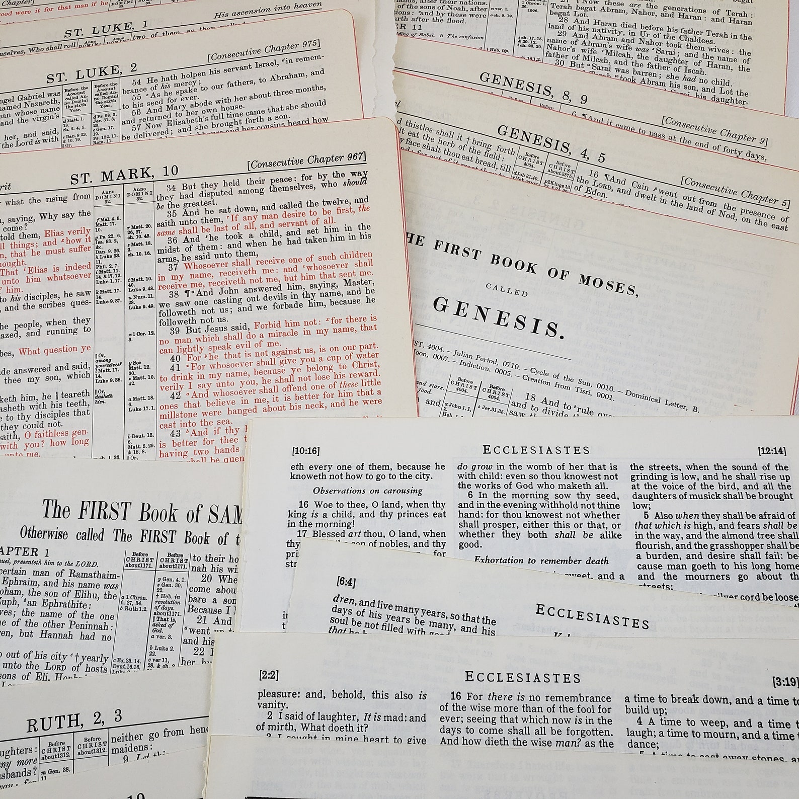 50 Vintage LARGE Holy Bible Pages Christian Worship Word of God New ...