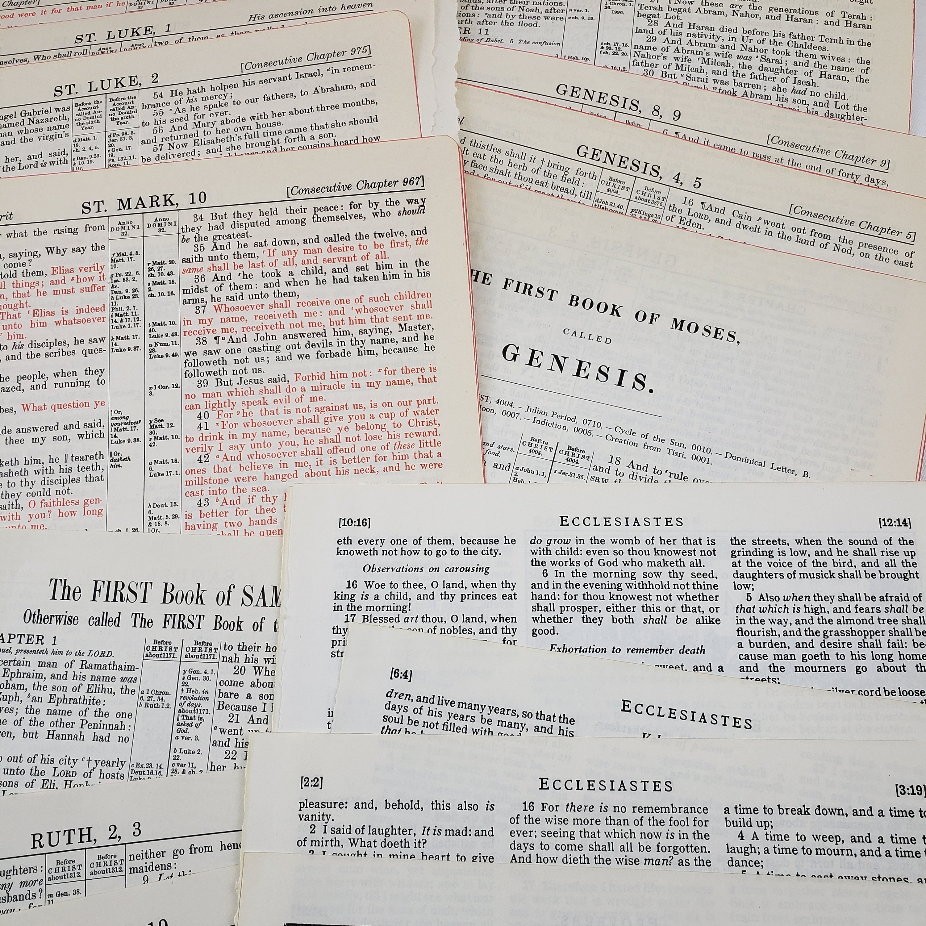 50 Vintage LARGE Holy Bible Pages Christian Worship Word of God New ...
