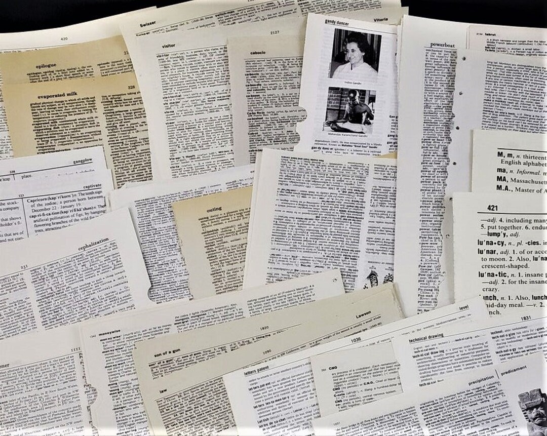 100 Vintage Dictionary Pages Book Craft Paper Scrapbook Supplies Sheets ...