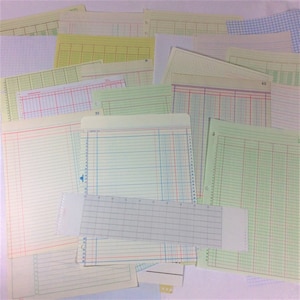 30 Old Ledger Graph Paper Sheets Pages Vintage Book Scrapbook Junk ...